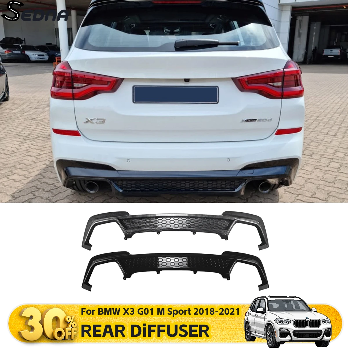 For BMW X3 G01 M Sport 2018-2021 Rear Bumper Diffuser Splitter Lip ...