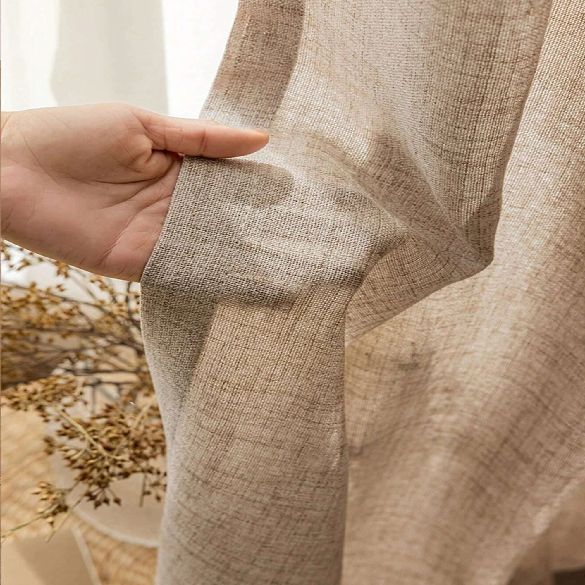 1pc Japanese Style Single Layer Linen Curtains,for Living Room, Bedroom ...