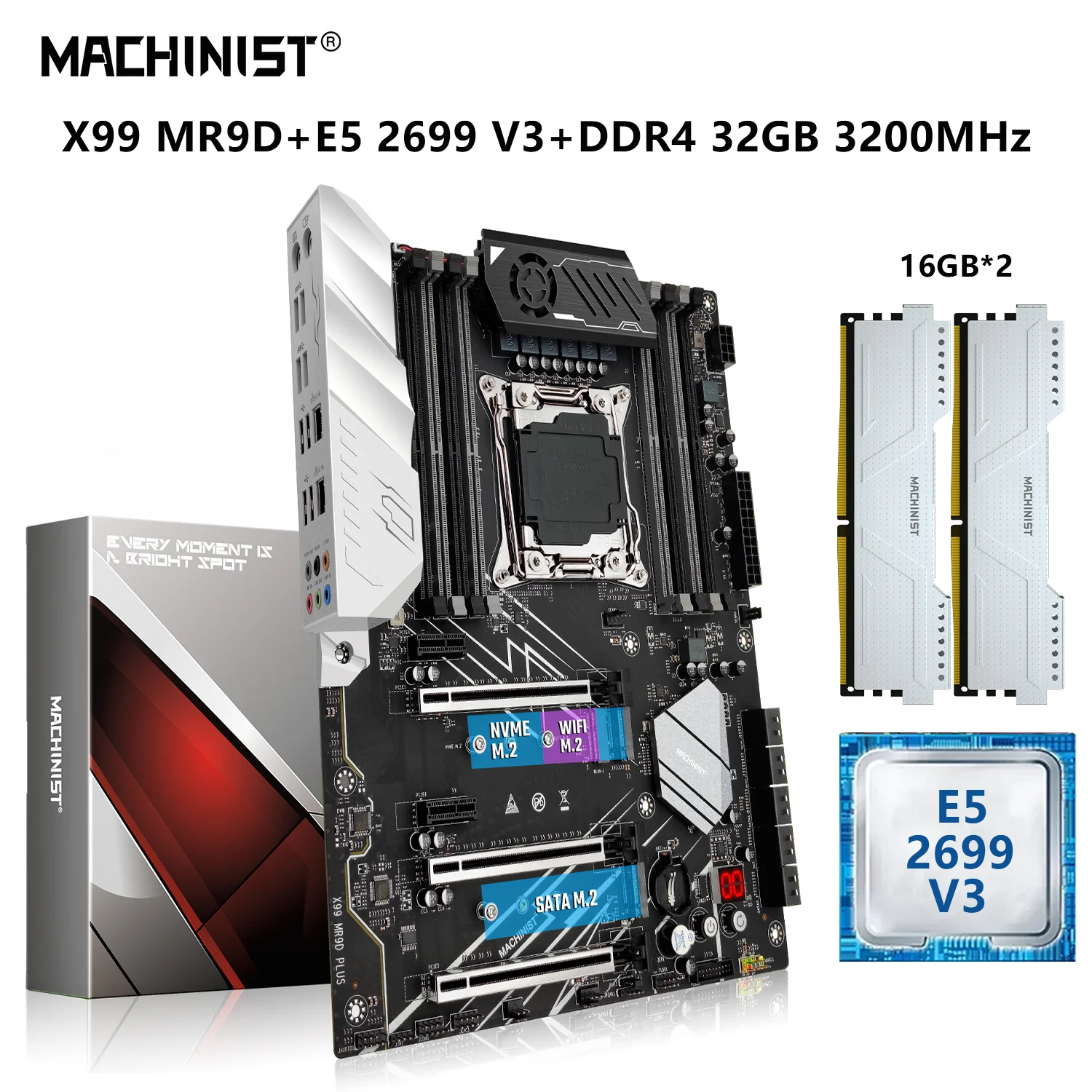 Machinista x99 placa mãe com conjunto kit xeon e5 2699 v3 processador ...