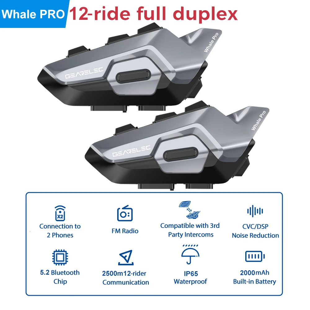 GEARELEC-Bluetooth-Motocicleta-Intercom-Capacete-Headsets-2-12-Pilotos ...