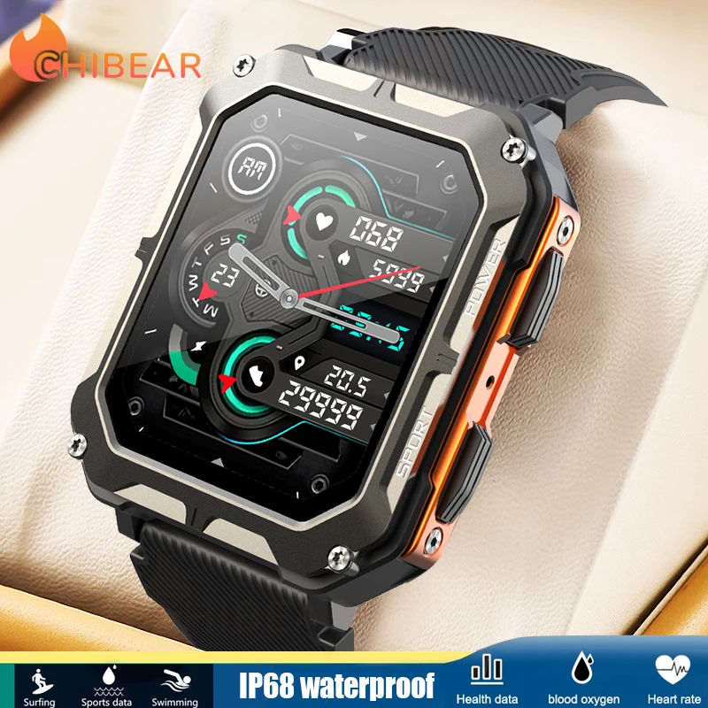 ChiBear Smart Watch Men Bluetooth Call IP68 Fitness Waterproof Outdoor Sports Watches C20 PRO ...