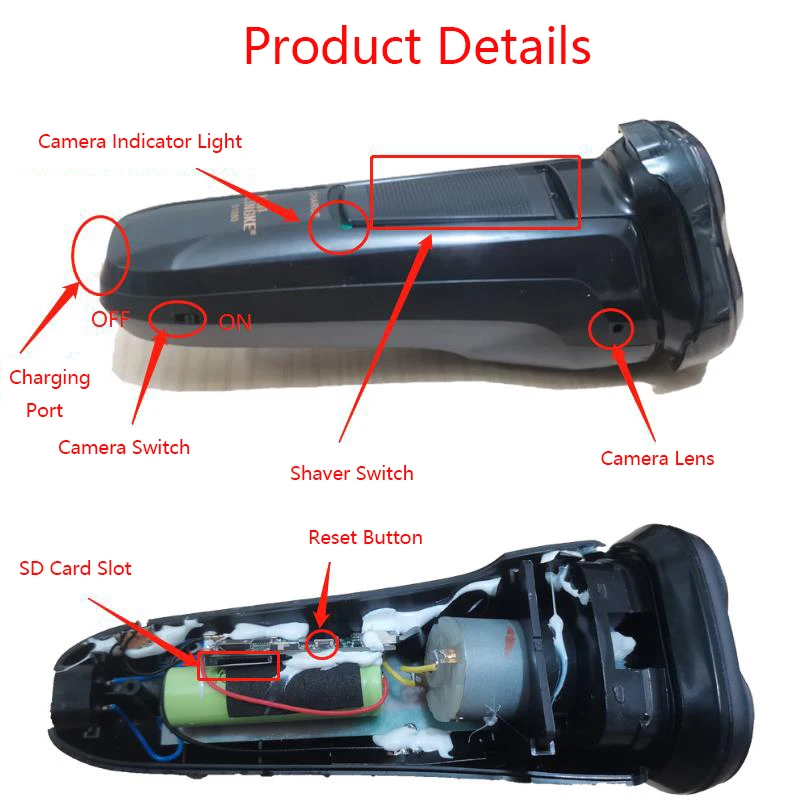 Újratölthető Elektromos Borotva Wifi Mini Kamera Hordozható Utazási ...