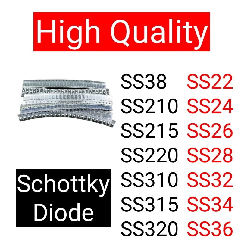 20PCS-Schottky-Diode-SS22-SS24-SS26-SS28-SS210-SS215-SS220-SS32-SS34 ...