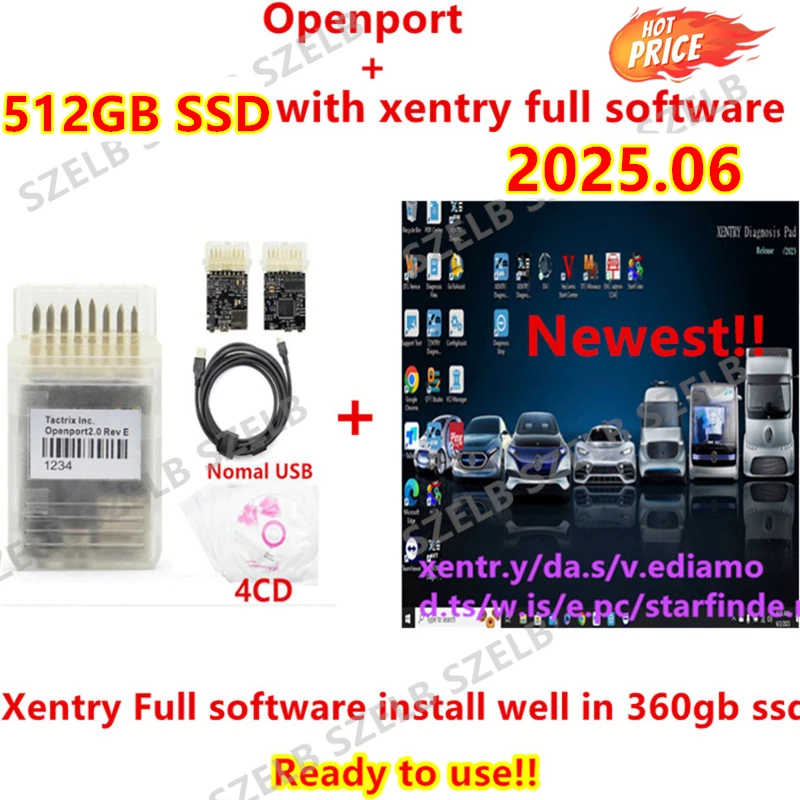 Newest 2025.06 xentry diagnostics mercedes Full Softwares with Tactrix ...