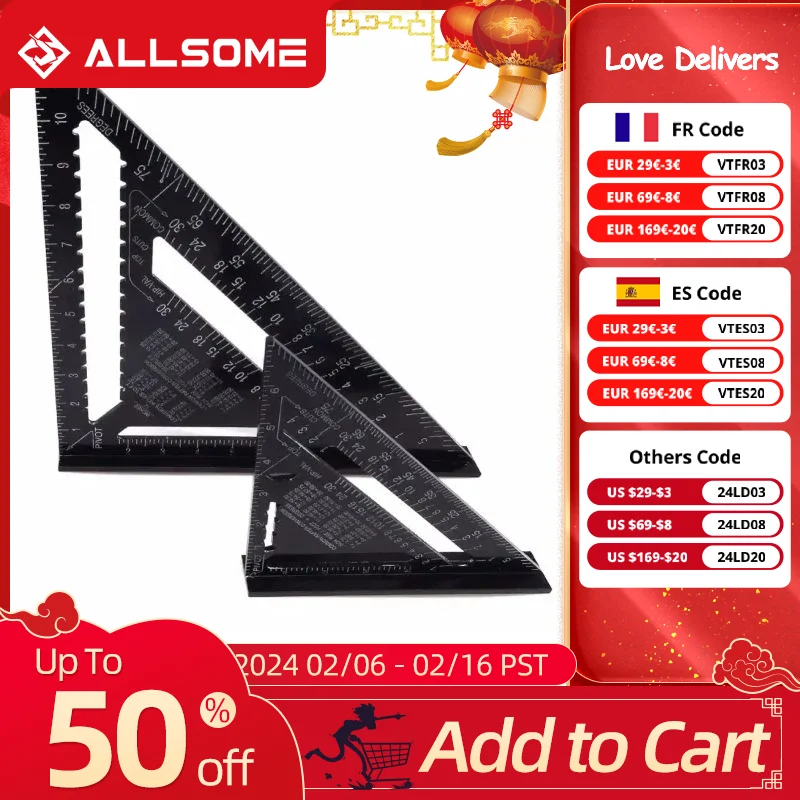 7-12-Aluminum-Alloy-Triangle-Ruler-Gauges-Speed-Protractor-Miter ...