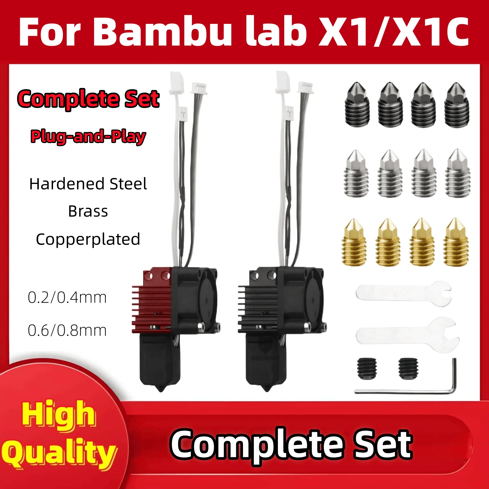 For Bambu Lab X1 Carbon All-in-one Hotends Kit Hardened steel nozzle ...