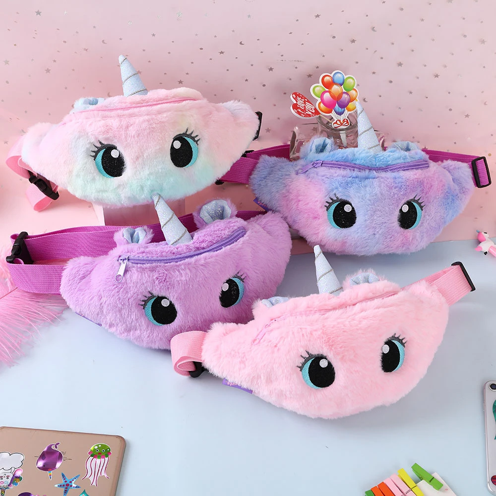 Children's Fanny Pack Cute Unicorn Plush Toys Belt Gradient Color Chest ...