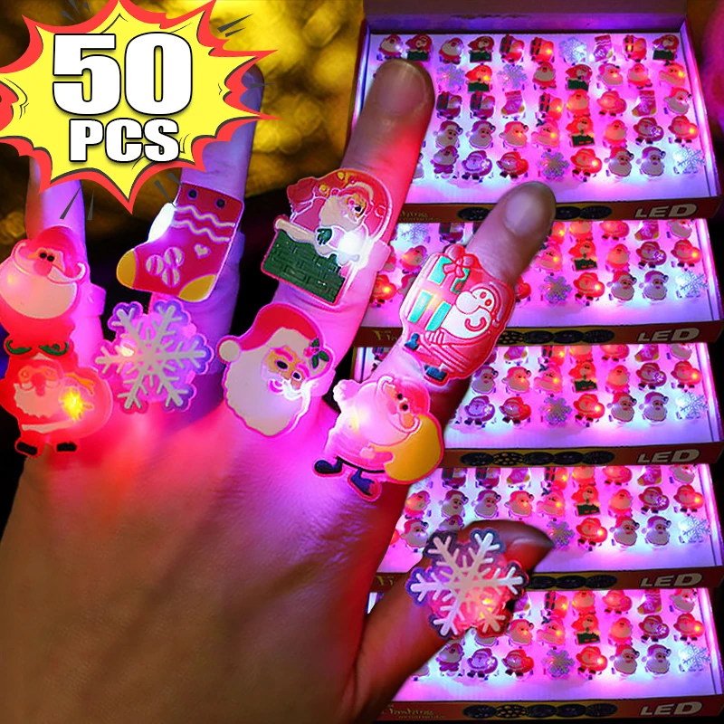 10-30-50pcs-Christmas-Glowing-Rings-Cute-Santa-Claus-Xmas-Tree-Light-Up ...