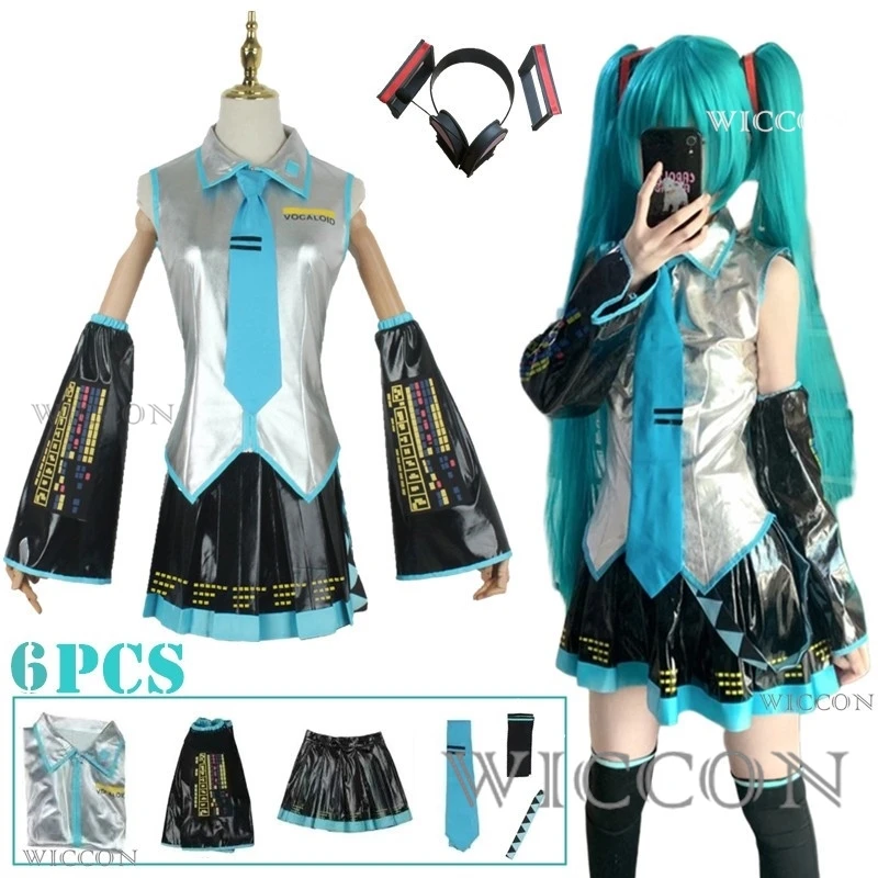 Miku-Cosplay-Full-Set-Silver-Grey-Patent-Leather-Fabric-Suit-Miku ...