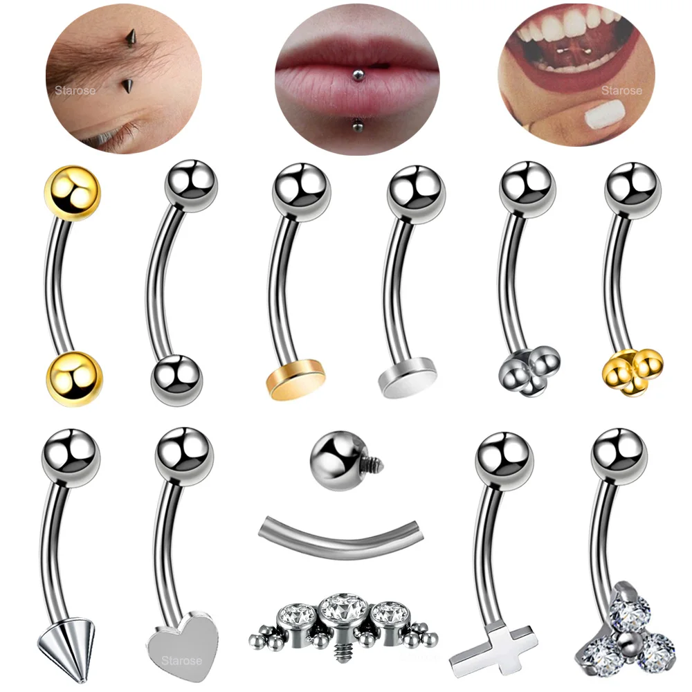 2Pcs-1-2x8mm-Curved-Barbell-Piercing-Labret-Piercing-Lip-Nose-Stud ...