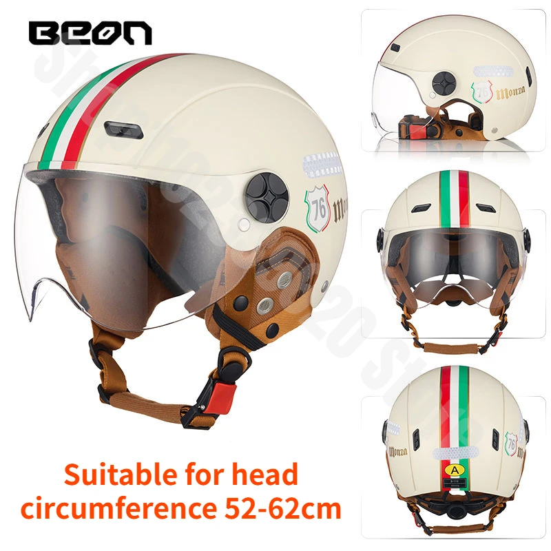 Beon-Helm-Elektrische-Motorfiets-Halve-Helm-Zomer-Ventilatie ...