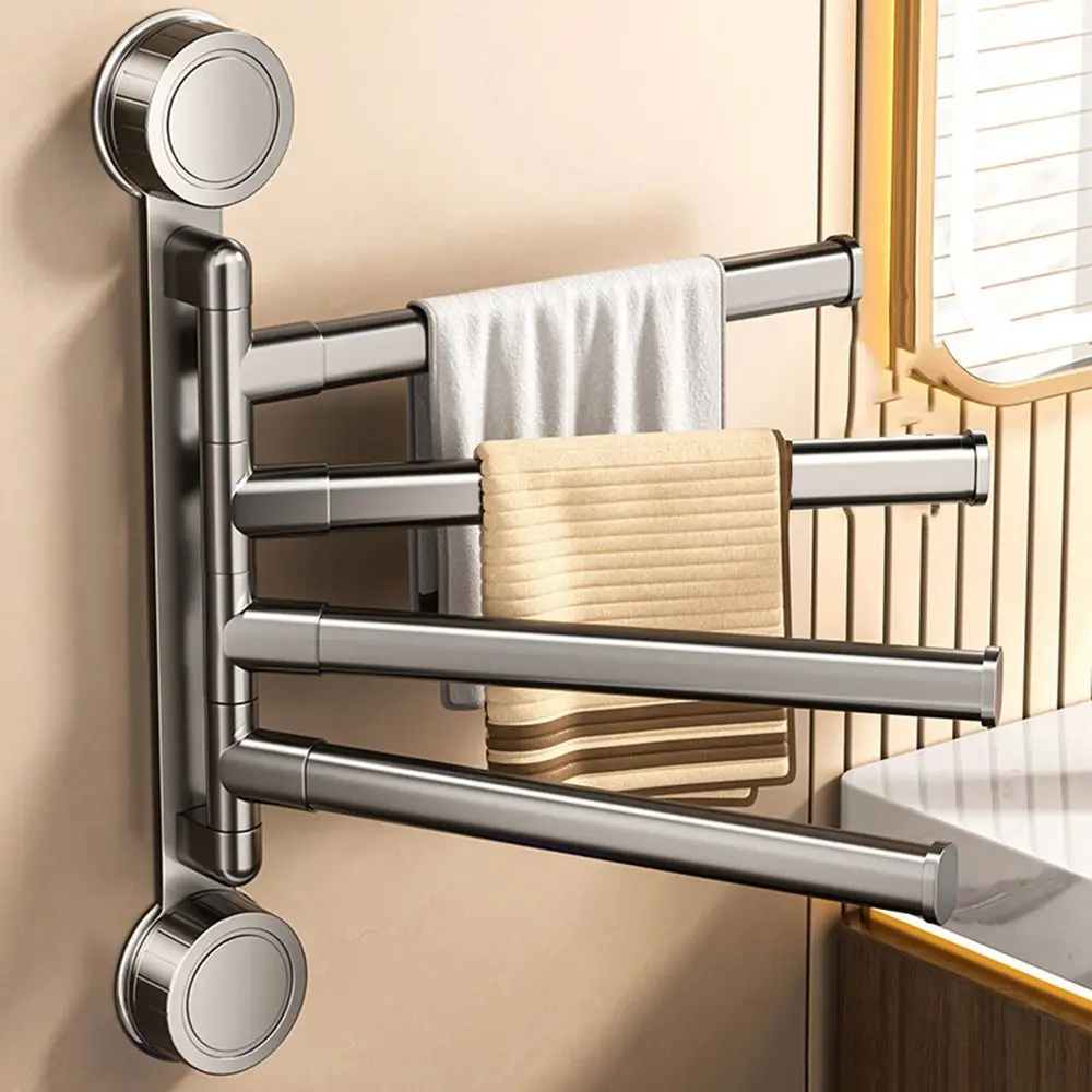 Rotating Suction Cup Towel Rack Multi-bar Wall-mounted Bathroom Towel ...