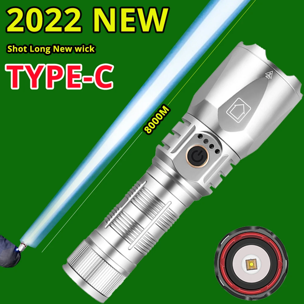 New Upgrade Memory function Powerful LED Flashlight TYPE-C USB ...