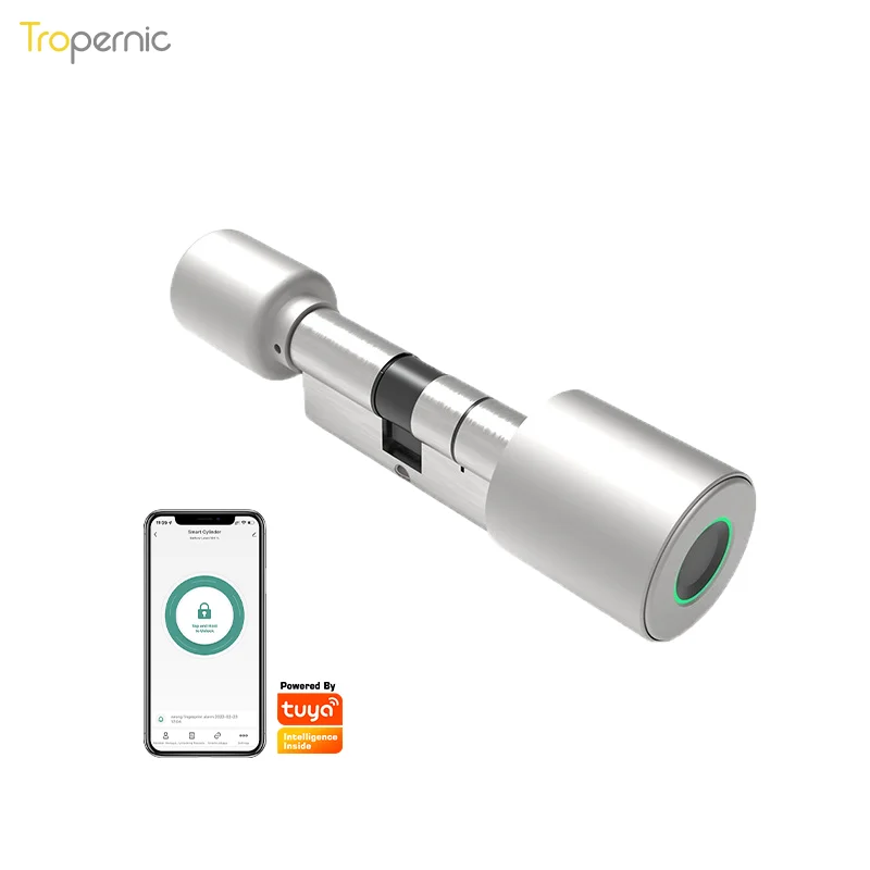 Tuya APP Fingerprint Bluetooth Cylinder Lock Rechargeable Long Battery ...