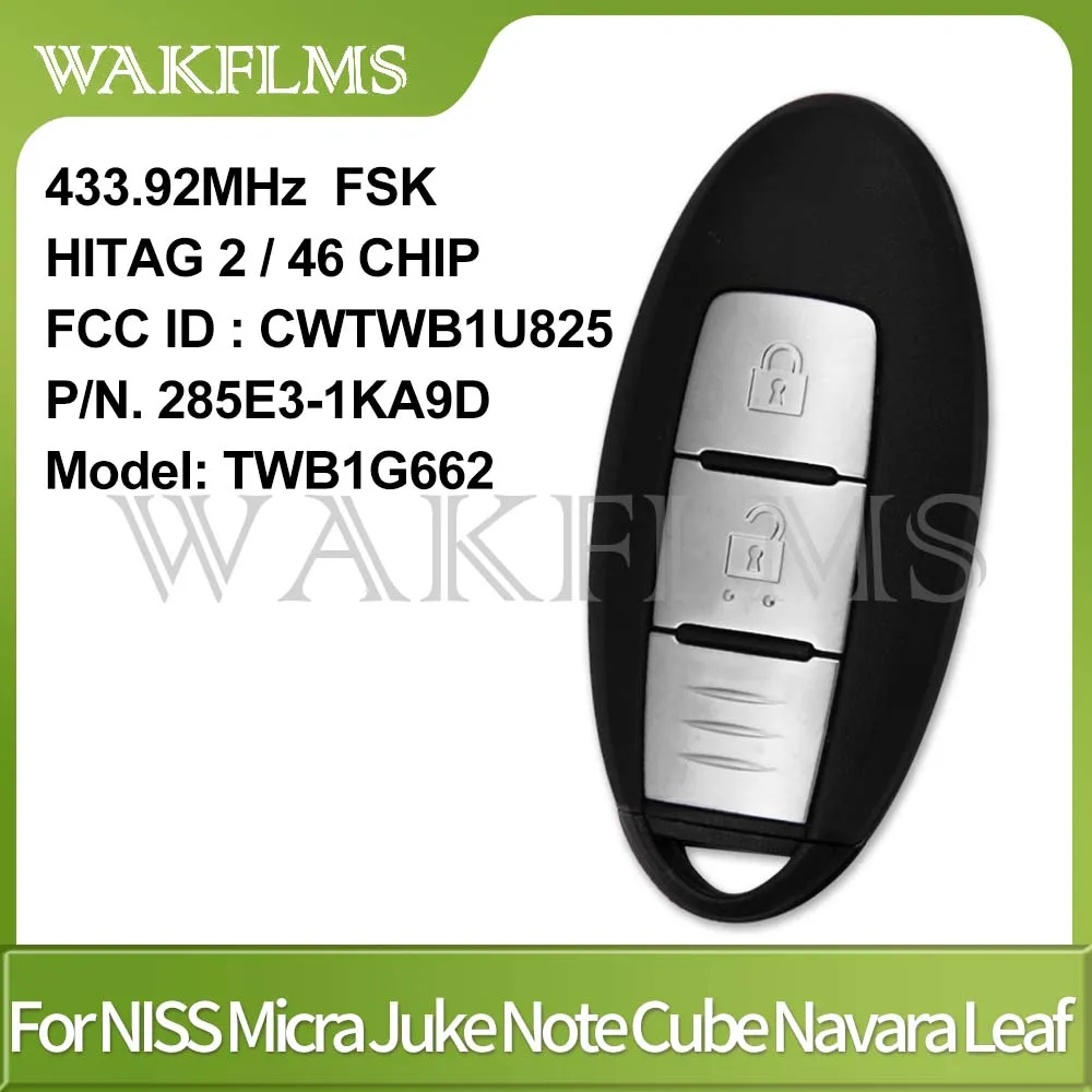 Smart Car Key Fob 433MHz 46Chip For Nissan Mircra Juke Note Leaf Cube ...
