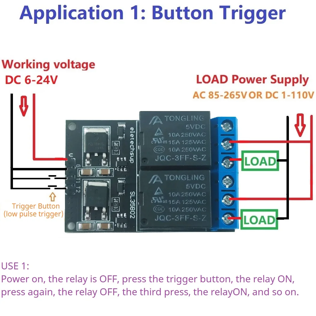 1/2/4CH Self-Locking Flip-Flop Relay Module DC 12V Bistable Low Pulse ...