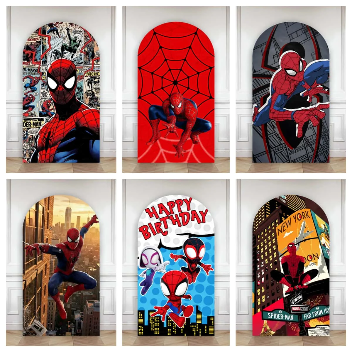 Marvel Spider Man Arch Backdrop Cover Boys Birthday Custom Name ...