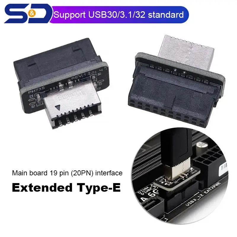 USB 3.1 Front Panel Adapter Type-E Female to USB 3.0 19PIN Male Adapter ...