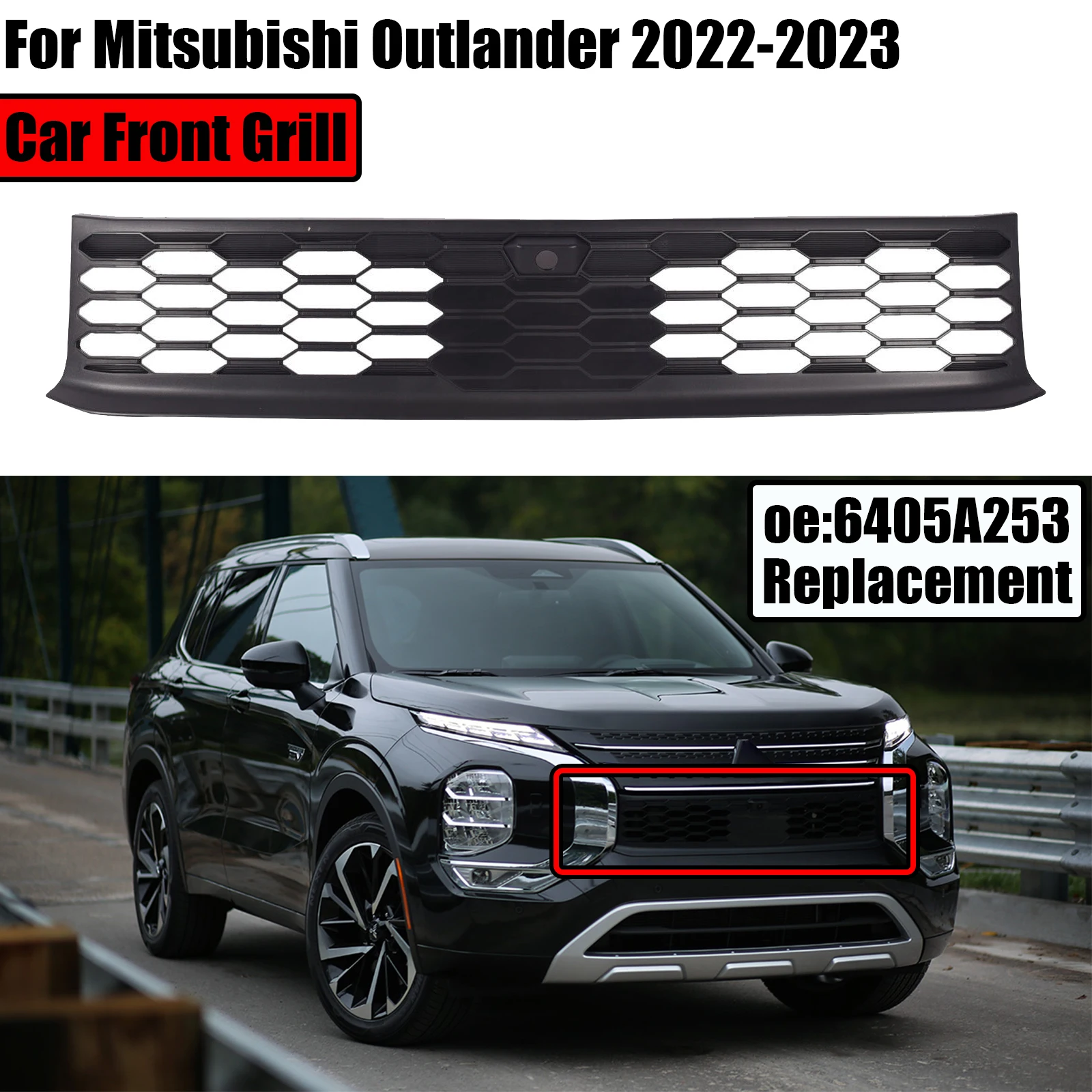For-Mitsubishi-Outlander-2022-2023-Car-Front-Bumper-Lower-Grille-Matte ...