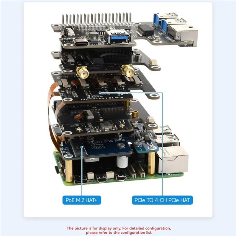 B92B-For Raspberry Pi 5 Pcie To Pcie FFC 4-CH HAT Expansion Board ...