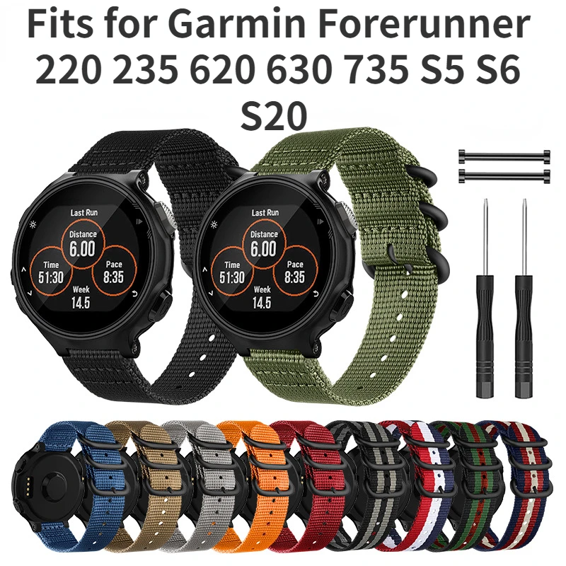 22-15mm-Nylon-Watch-Strap-For-Garmin-Forerunner-220-235-620-630-735-S5 ...