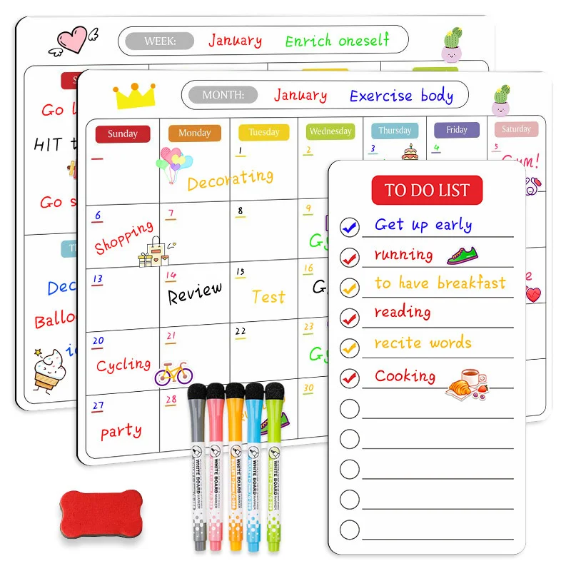 Magnetic Monthly Weekly Planner Calendar Learning Toys Children Self ...
