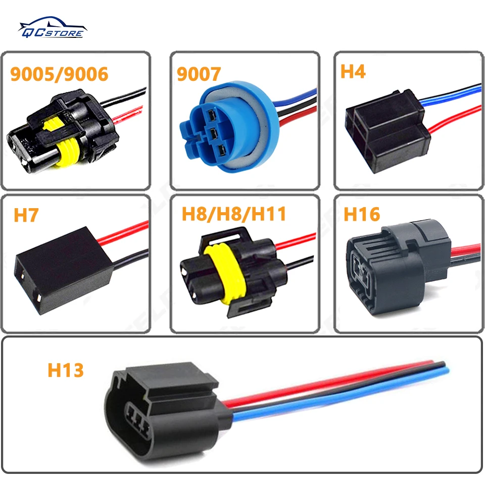 1PC H4 H7 H11 H13 H16 9007 9005 Female Bulb Socket Plug Adapter Connector Holder Base Car Lamp ...