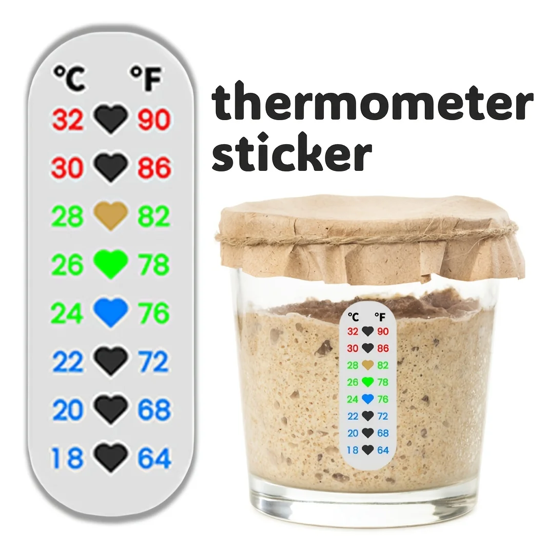 1pc Acid Bread Fermentation Glass Jar Temperature Sticker, Heart Shape ...