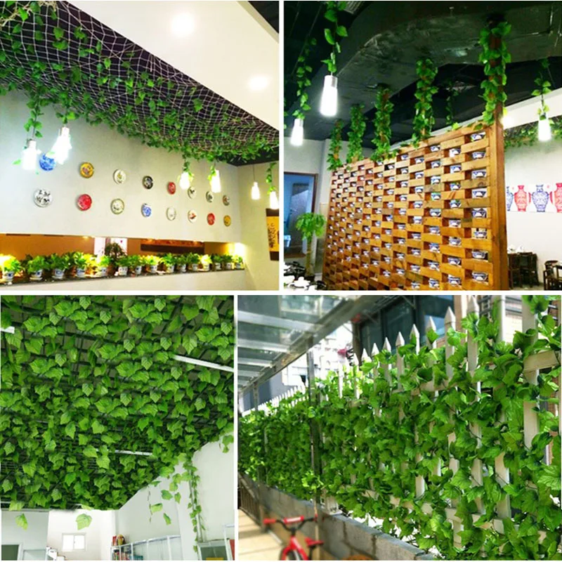 Hanging-Artificial-Green-Leaf-Garland-Liana-Ivy-Plastic-Leaf-Fake-Plant ...