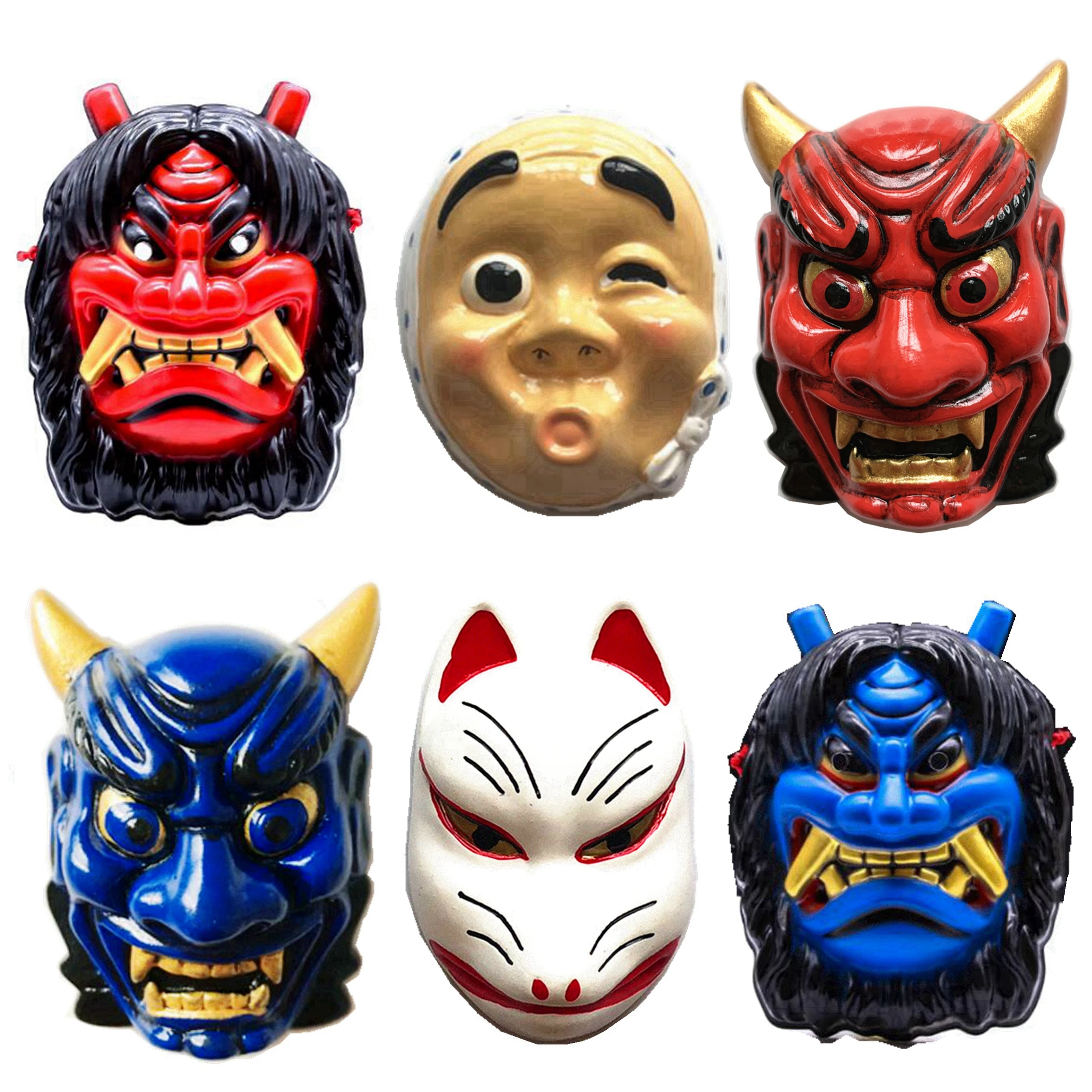 Handmade painted Japanese Kurama Tengu Fox Mask 3D Fridge Magnets ...