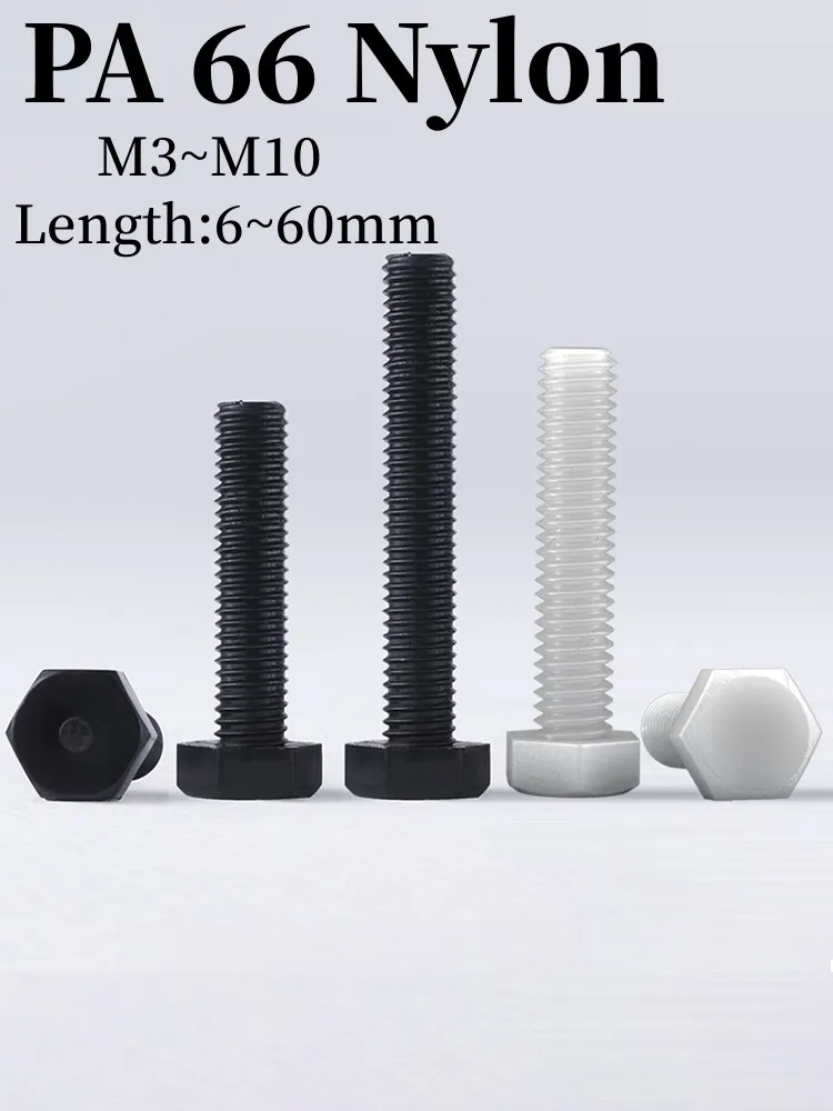Hexagon-Plastic-Screw-M3-M4-M5-M6-M8-M10-Nylon-Hex-Head-Screws-Black ...