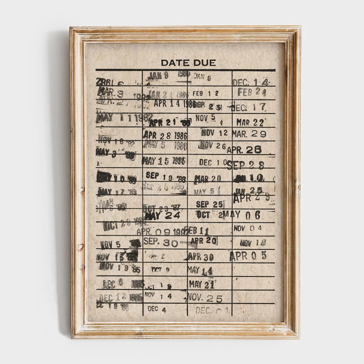 Antique Library Card Canvas Prints Poster Retro Minimalism Art Prints ...