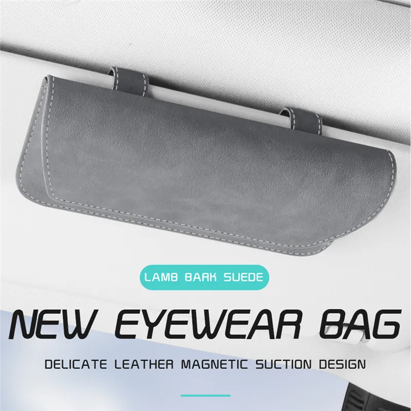 Car Glasses Case Box Suede Auto Sun Visor Glasses Holder Sunglasses ...