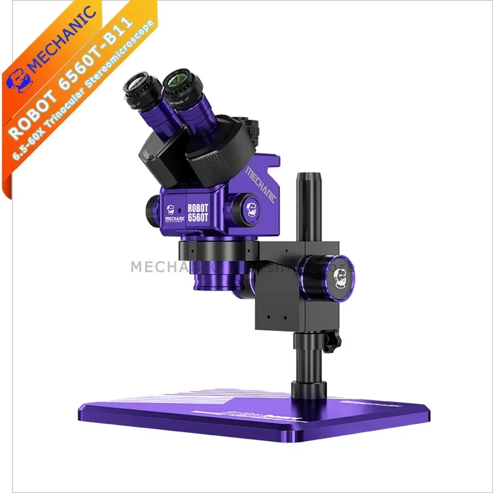 ROBOT mecánico 6560T-B11 microscopio estéreo Trinocular 6,5-60X Zoom ...