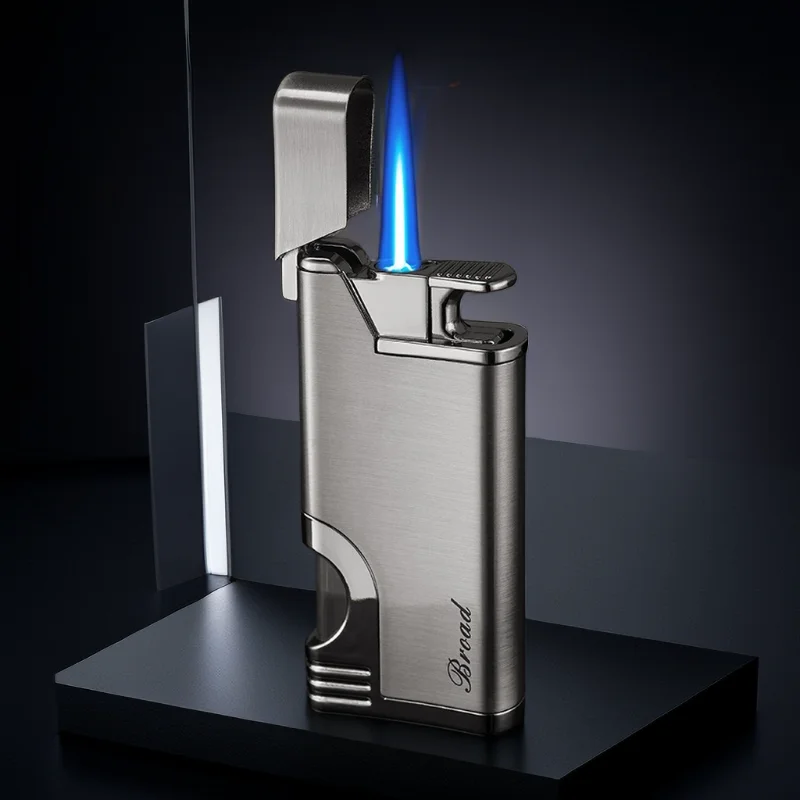 New-Windproof-Powerful-Blue-Flame-Lighter-Transparent-Transom-Press ...