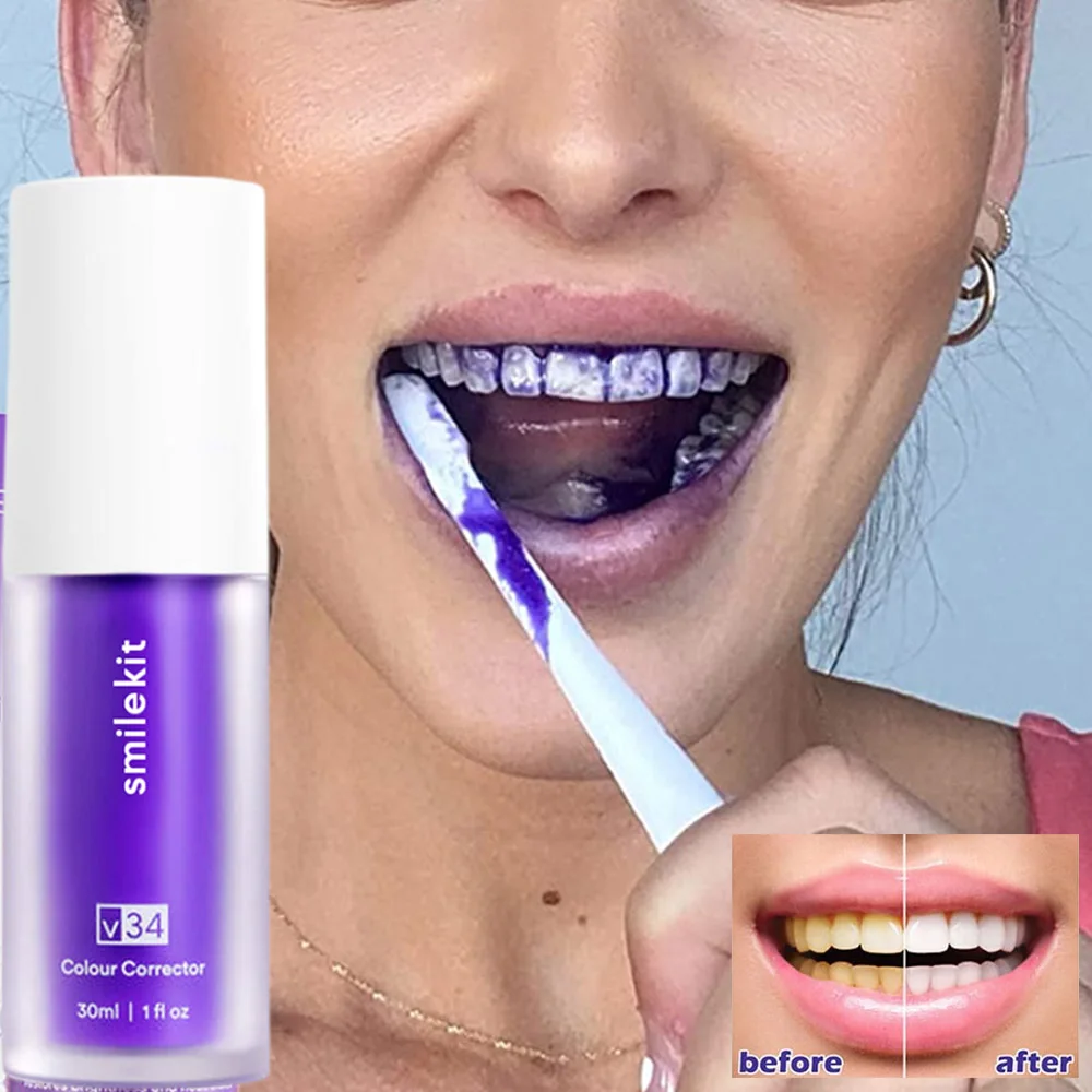 V34-Tooth-Cleansing-Mousse-Purple-Bottled-Press-Toothpaste-Refreshes ...
