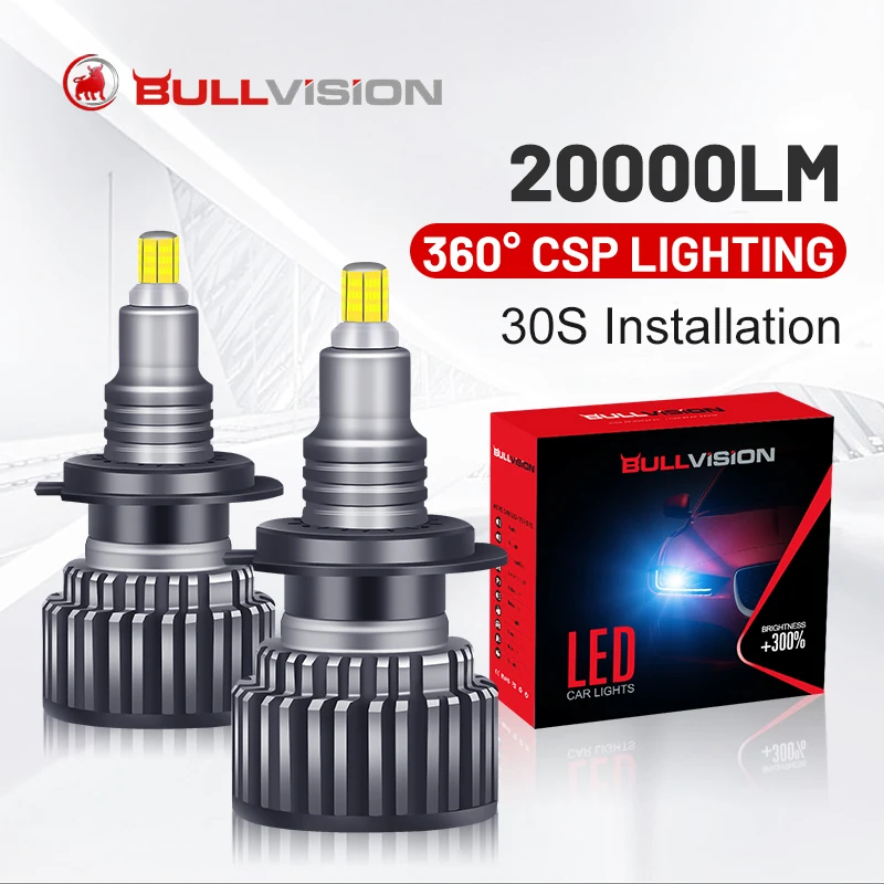 Bullvision-bombillas LED de 20000LM, luz antiniebla con Chip Mini bull ...