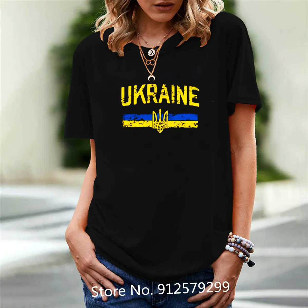 2022 Summer Women Cotton Tops Ukraine Print T-Shirts Ukraine Flag ...