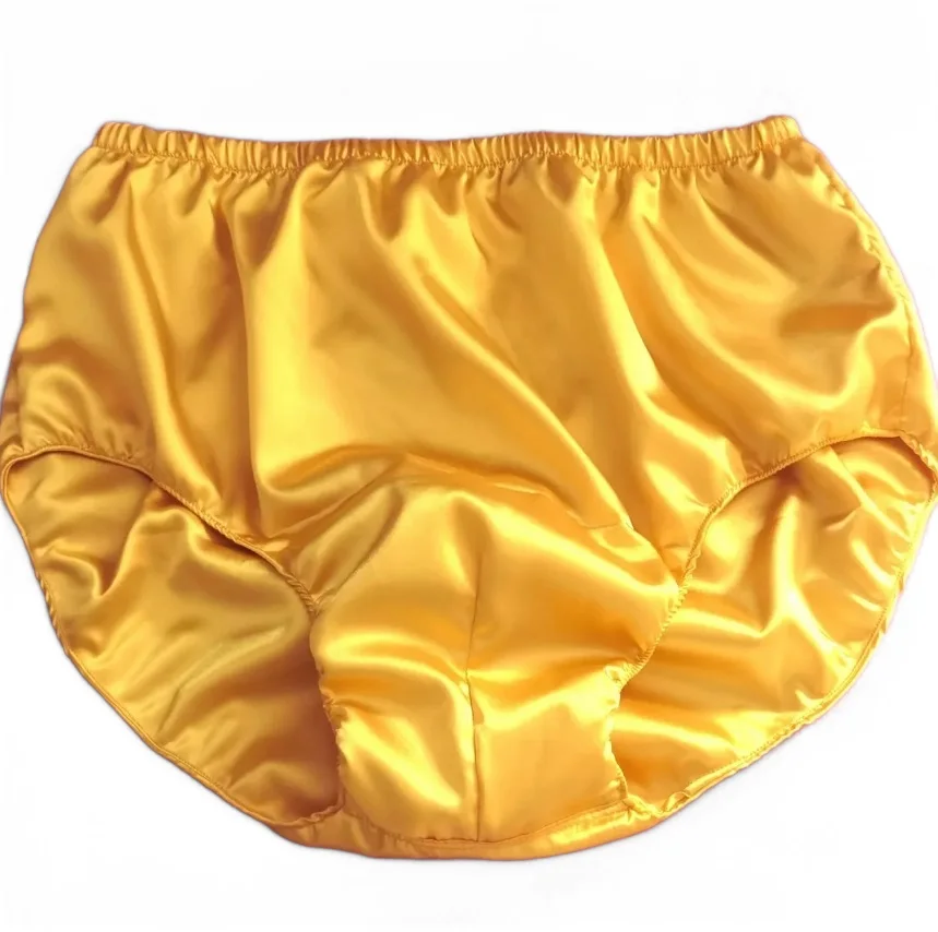 Man's Glossy Gold Yellow Soft Silky Touch Silky Briefs Live Show DJ ...