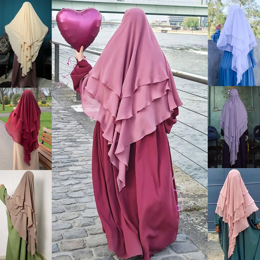 Long-Khimar-3-Layer-Kaftan-Turban-Muslim-Women-Ramadan-Overhead-Prayer ...