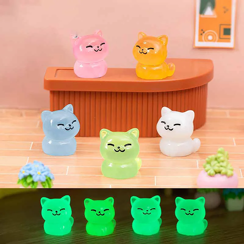 Cute-Mini-Luminous-Cat-Desktop-Ornament-Glow-In-Dark-Resin-Micro ...