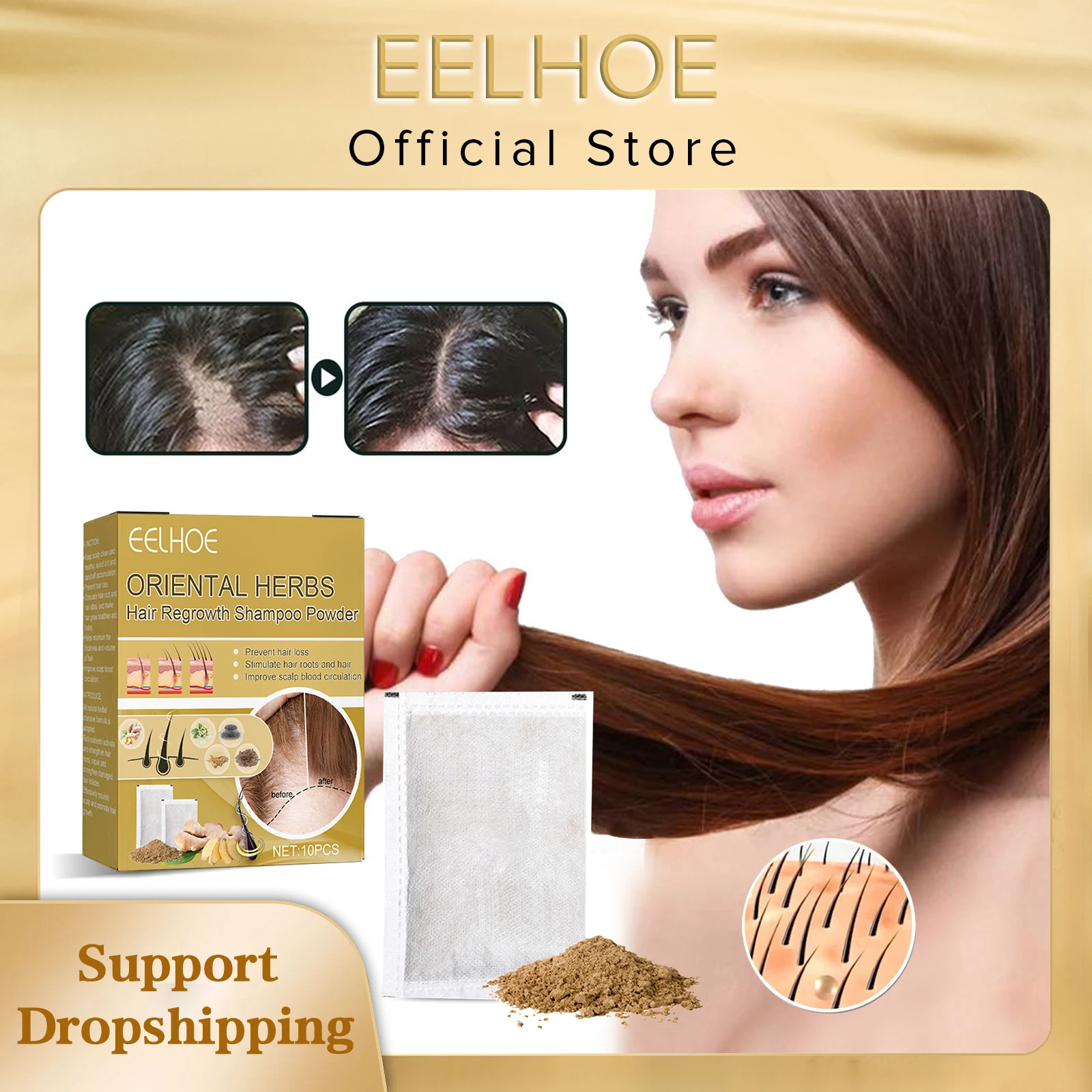 EELHOE-Hair-Regrowth-Shampoo-Powder-Ginger-Strong-Anti-Hair ...