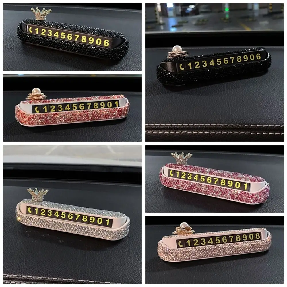 Car Temporary Parking Sign Creative Diamond Phone Number Mobile Card ...