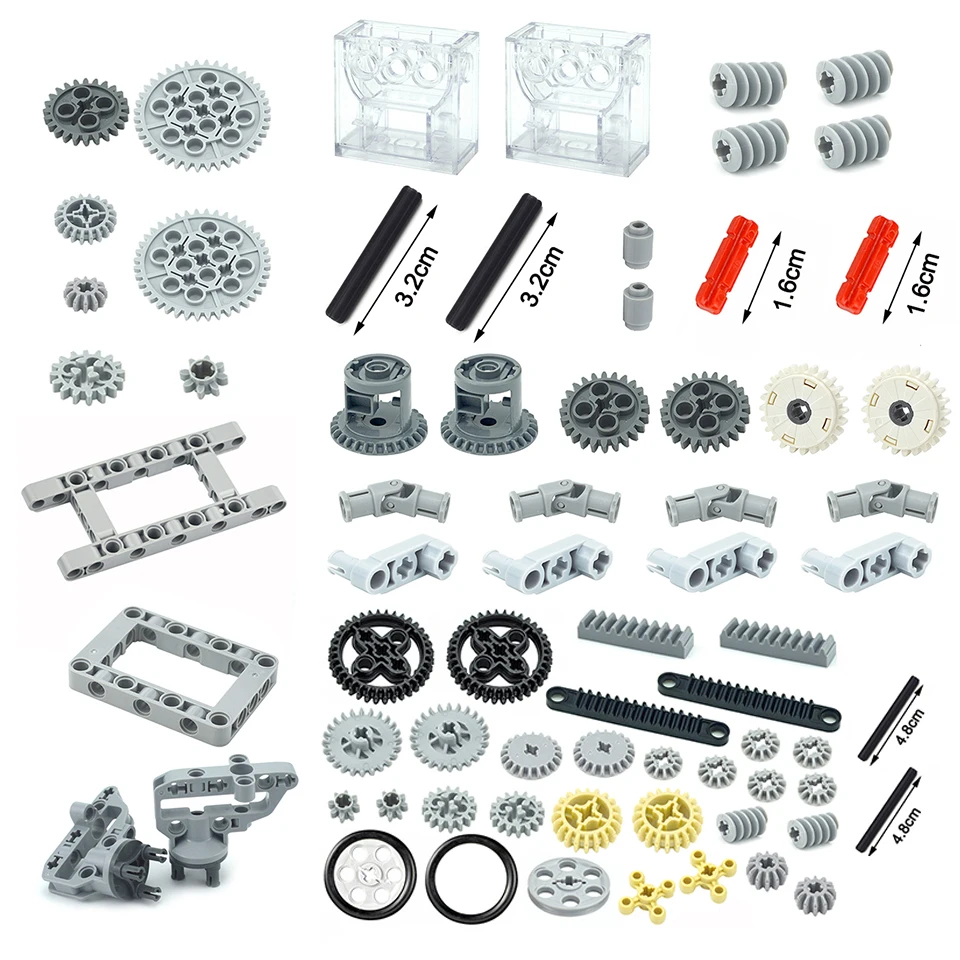 Technical Bricks Accessories Bulk Multiple Sizes Gear Cross Axles Pin ...