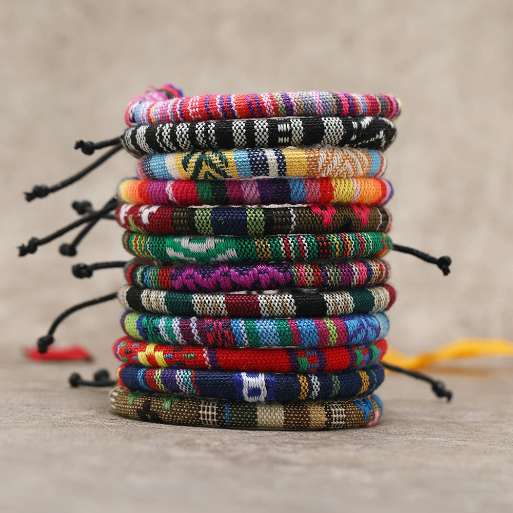 European Ethnic Bohemia Colorful Rope Chain Fabric Bracelet Men Women ...