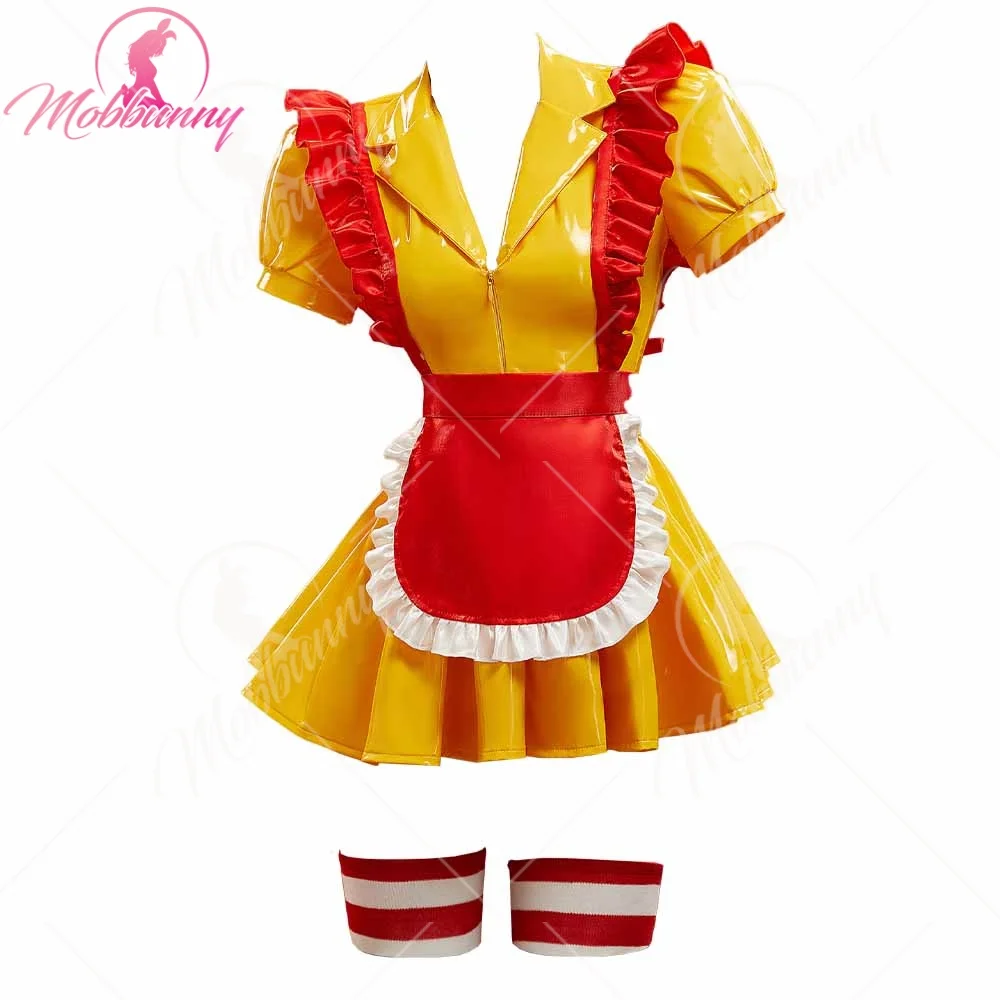 Mobbunny Women's Sexy Lingerie Maid Uniform Set Waitress Yellow Dress ...