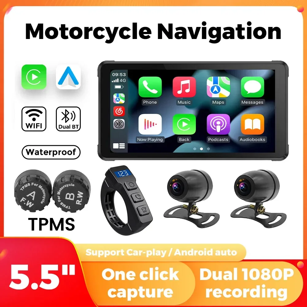 Wireless-for-Carplay-Android-Auto-Portable-Motorcycle-Monitor-IPX7 ...