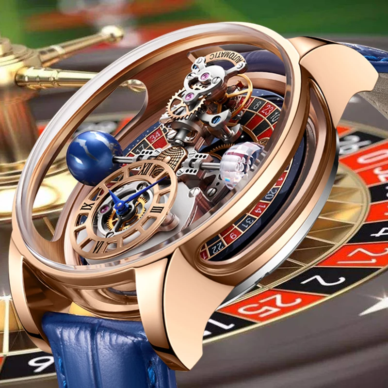 Pindu-homem-rel-gio-de-pulso-transparente-oco-Design-Celestial-Roulette ...