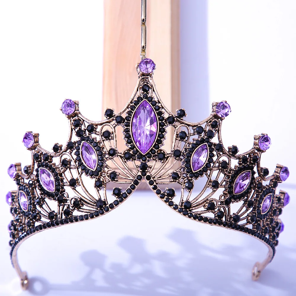 DIEZI-Baroque-Black-Tiara-Crown-For-Wedding-Birthday-Party-Hair-Jewelry ...