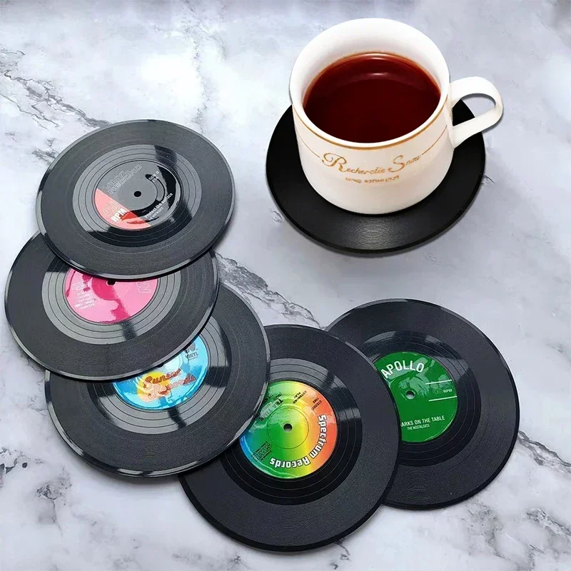 Retro-Record-Disk-Coaster-Silicone-Music-CD-Mat-Anti-slip-Coffee-Mug ...